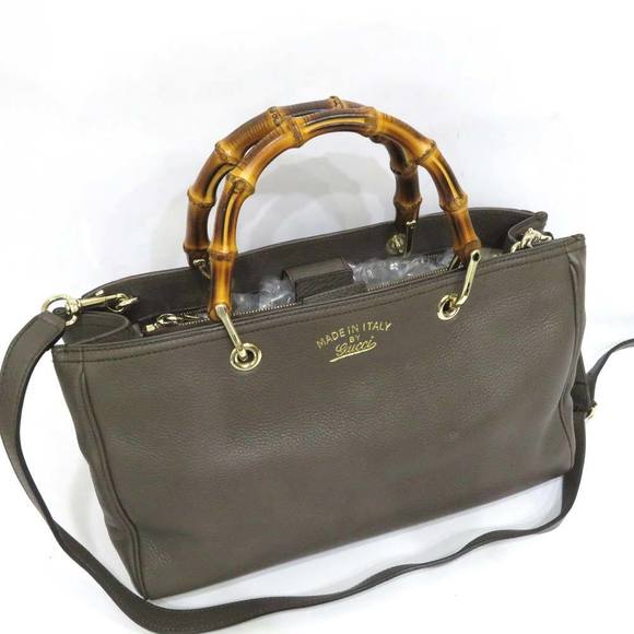 Gucci | Bags | Gucci 2way Bag Bamboo Tote Gray Ab Medium Bag Shopper ...